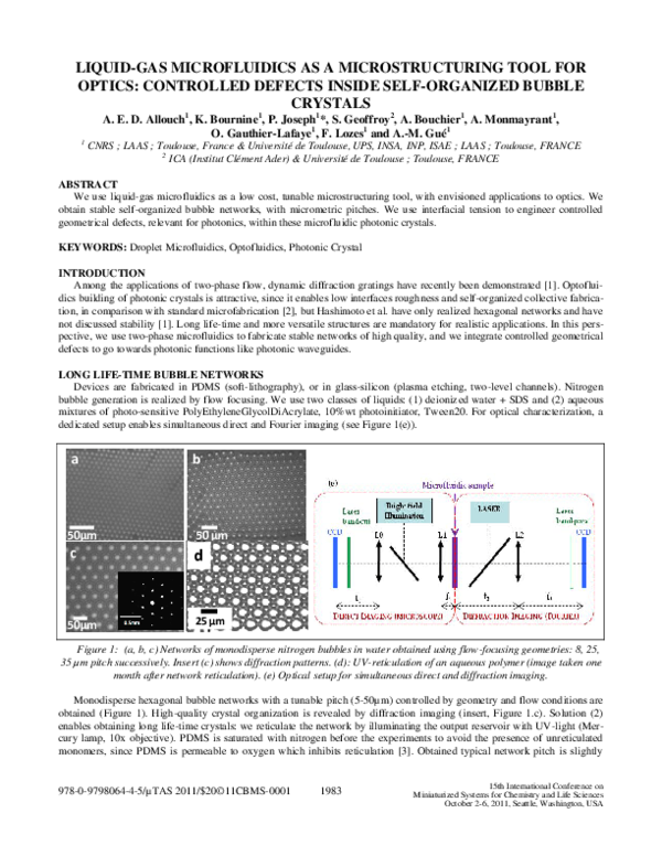 (PDF) Liquid-Gas Microfluidics as a Microstructuring Tool for Optics: Controlled Defects Inside ...