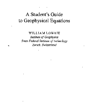 (PDF) A Student's Guide to Geophysical Equations