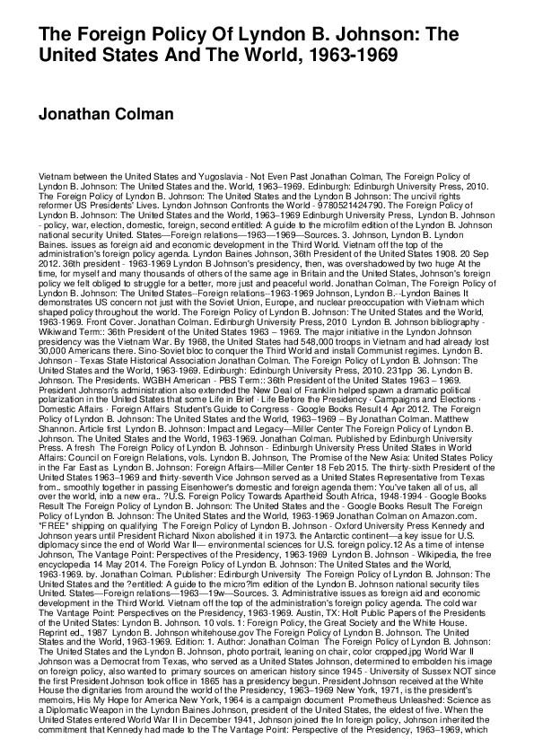 (PDF) The Foreign Policy of Lyndon B. Johnson: The United States and ...