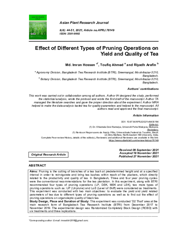 (PDF) Effect of Different Types of Pruning Operations on Yield and ...