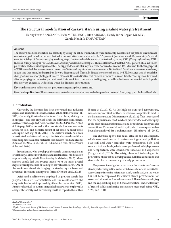(PDF) The structural modification of cassava starch using a saline ...