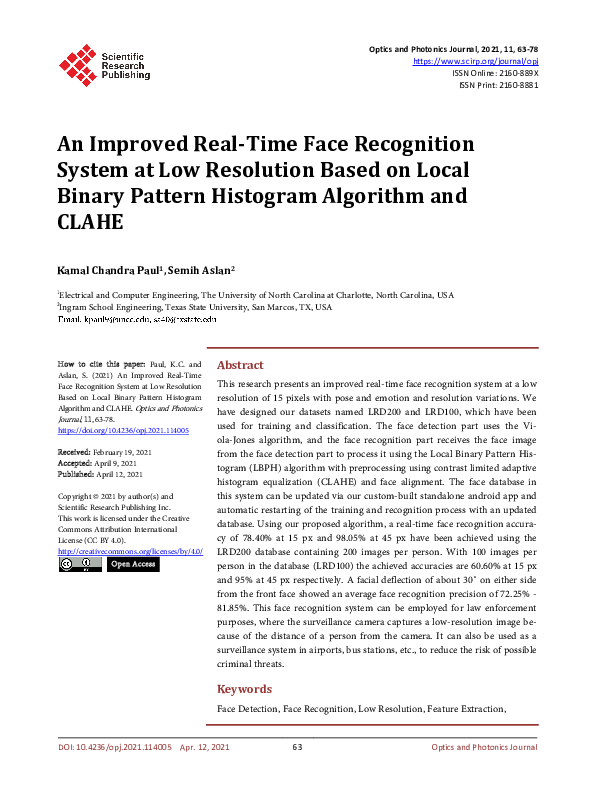 (PDF) An Improved Real-Time Face Recognition System at Low Resolution Based on Local Binary ...