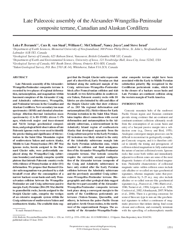 (PDF) Late Paleozoic assembly of the Alexander-Wrangellia-Peninsular ...