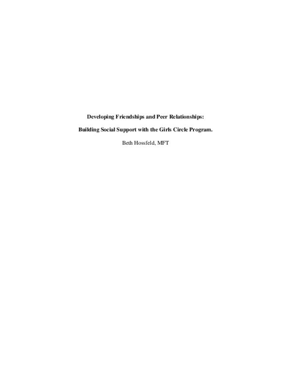(PDF) Developing Friendships and Peer Relationships: Building Social ...