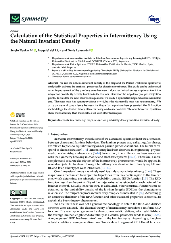 Pdf Calculation Of The Statistical Properties In Intermittency Using The Natural Invariant Density
