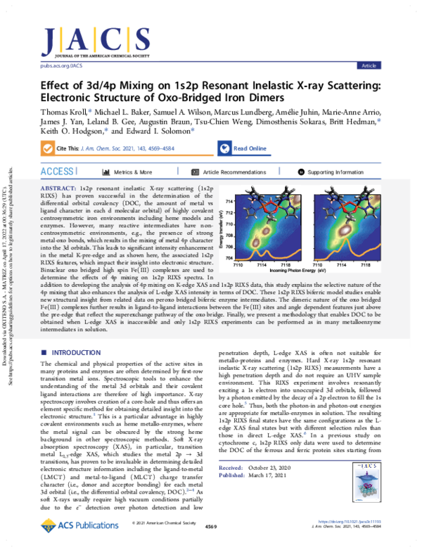 (PDF) Effect of 3d/4p Mixing on 1s2p Resonant Inelastic X-ray ...