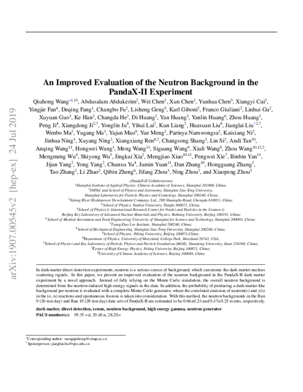 (PDF) An improved evaluation of the neutron background in the PandaX-II ...