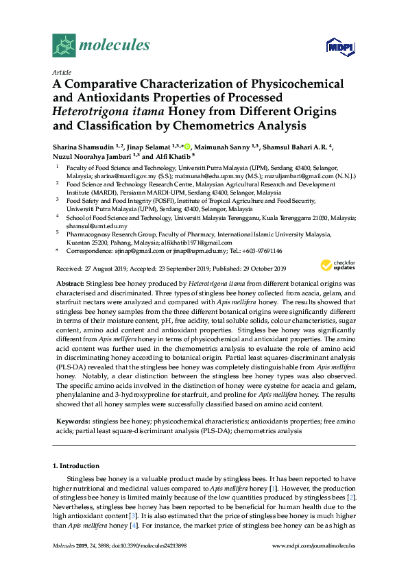 (PDF) A Comparative Characterization of Physicochemical and Antioxidants Properties of Processed ...