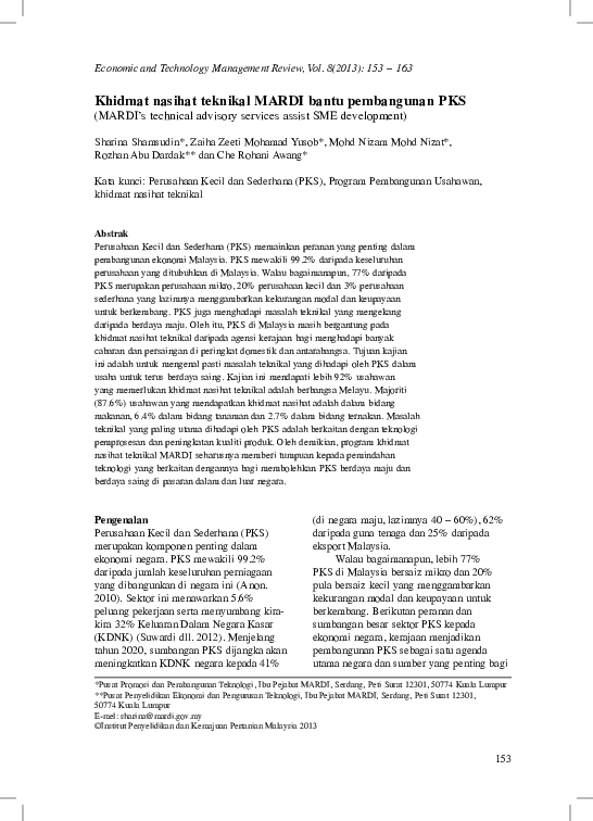 (PDF) Khidmat nasihat teknikal MARDI bantu pembangunan PKS (MARDI's technical advisory services ...