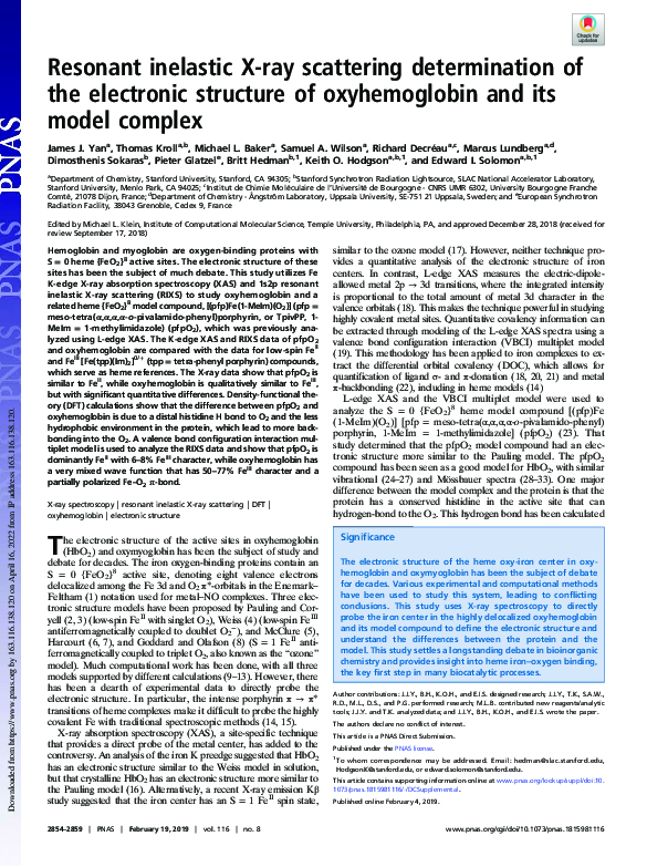 (PDF) Resonant inelastic X-ray scattering determination of the ...