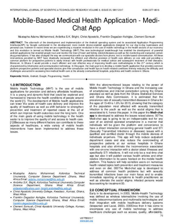 (PDF) Mobile-Based Medical Health Application - Medi-Chat App