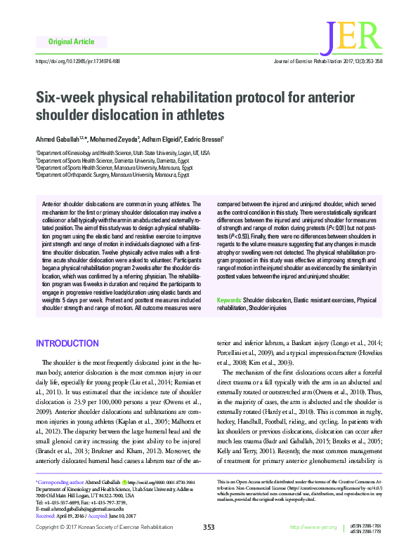 (PDF) Six-week physical rehabilitation protocol for anterior shoulder ...