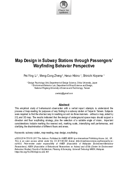 (PDF) Map Design in Subway Stations through Passengers’ Wayfinding Behavior Perspective ...