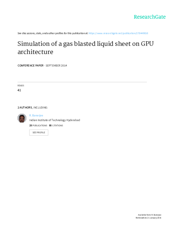 (PDF) Simulation of a gas blasted liquid sheet on GPU architecture