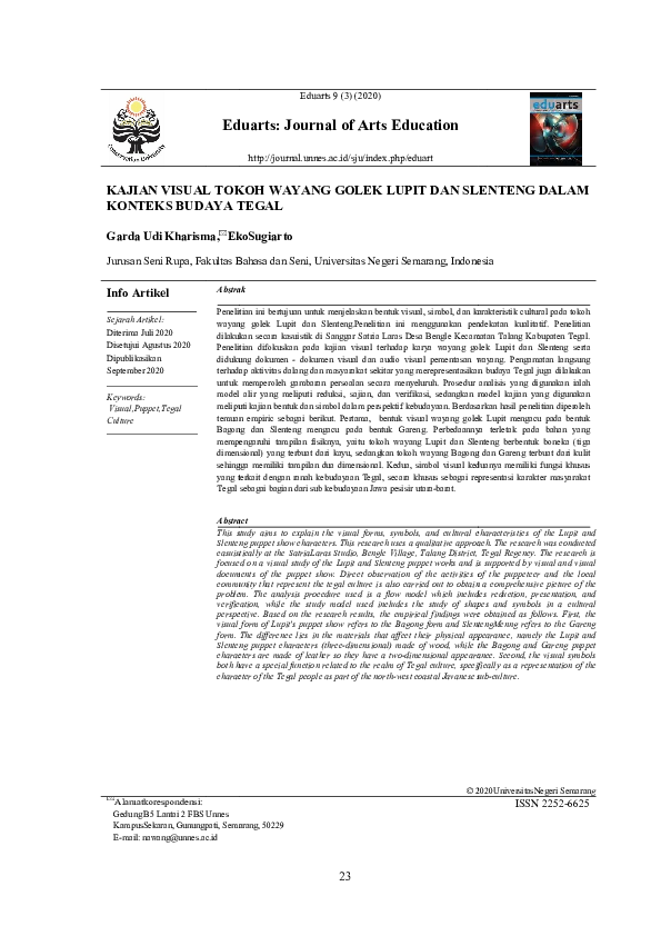 (PDF) Kajian Visual Tokoh Wayang Golek Lupit Dan Slenteng Dalam Konteks ...