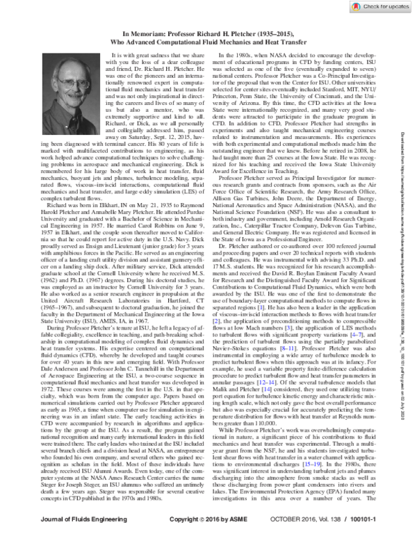 (PDF) In Memoriam: Professor Richard H. Pletcher (1935–2015), Who ...
