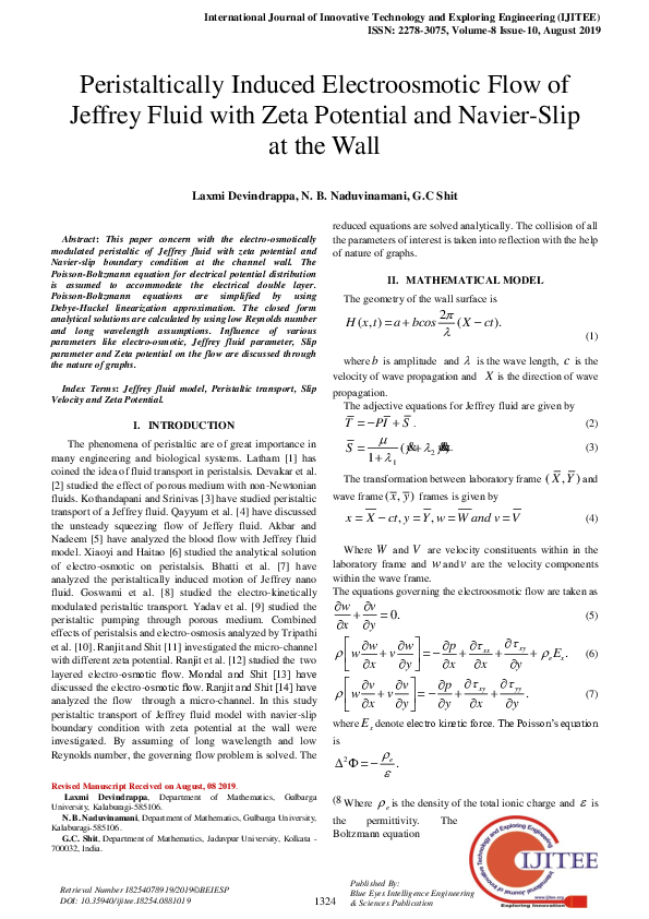 (PDF) Peristaltically Induced Electroosmotic Flow of Jeffrey Fluid with ...