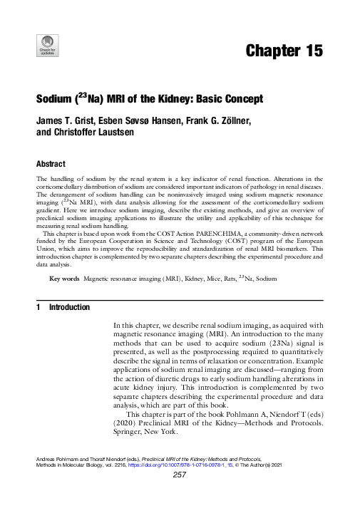 (PDF) Sodium (23Na) MRI of the Kidney: Basic Concept