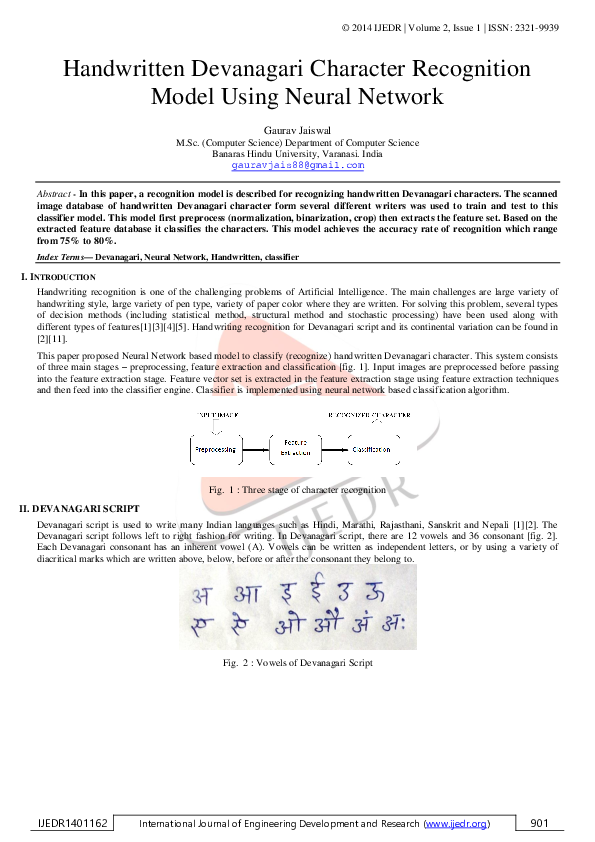 Pdf Handwritten Devanagari Character Recognition Model Using Neural