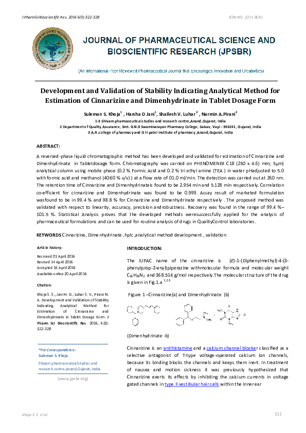 (PDF) Development and Validation of Stability Indicating Analytical Method for Estimation of ...