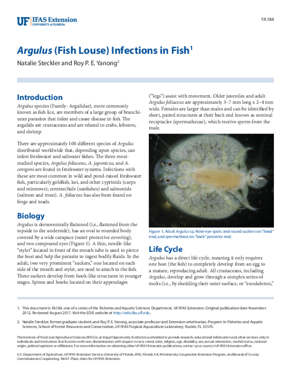 (PDF) Argulus (Fish Louse) Infections in Fish 1