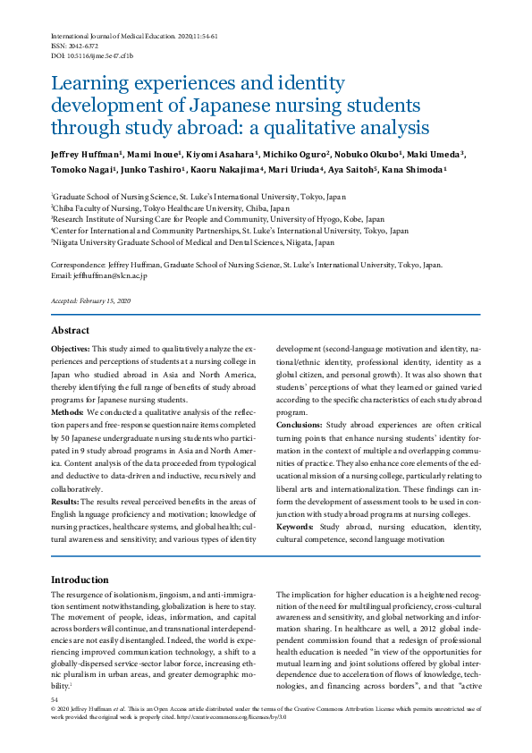 (PDF) Learning experiences and identity development of Japanese nursing ...