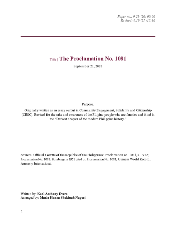 (DOC) Proclamation no. 1081