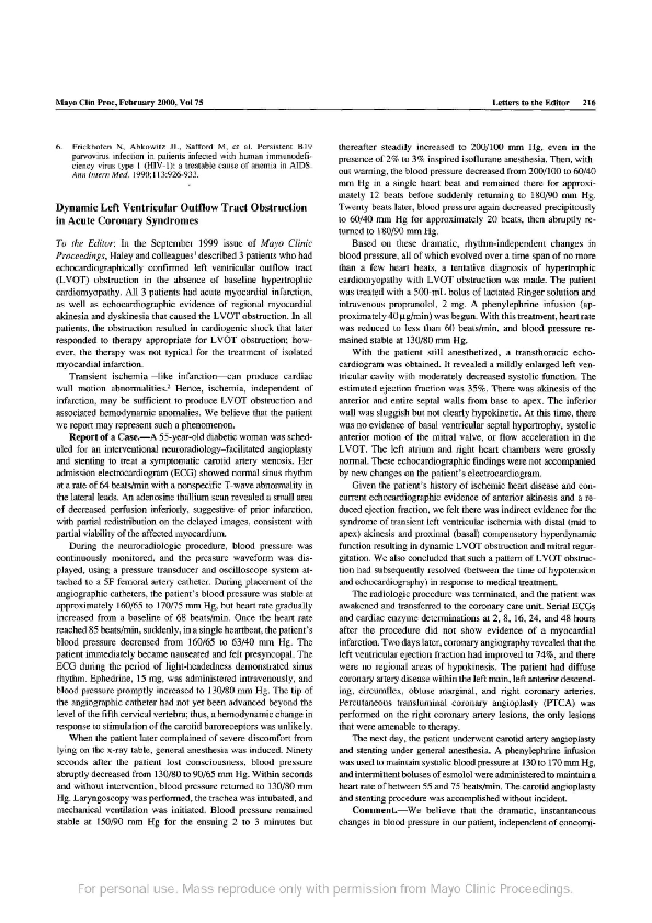Pdf Dynamic Left Ventricular Outflow Tract Obstruction In Cardiac