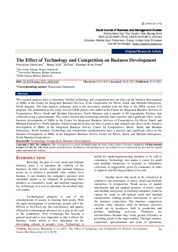 (PDF) The Effect of Technology and Competition on Business Development