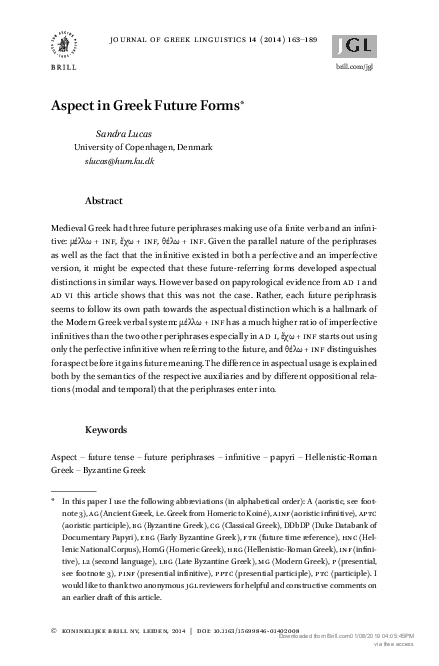 (PDF) Aspect in Greek Future Forms