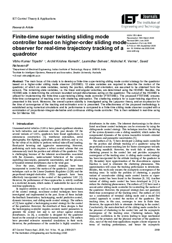 (PDF) Finite-time super twisting sliding mode controller based on higher-order sliding mode ...