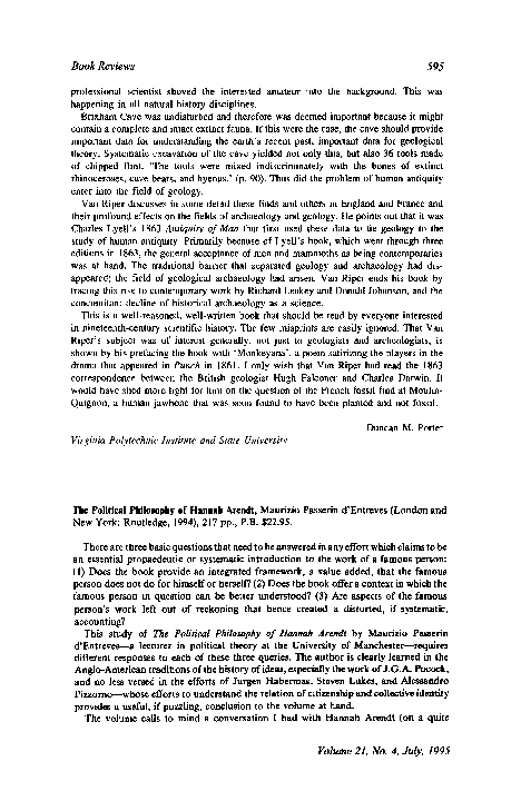 (PDF) The political philosophy of Hannah Arendt