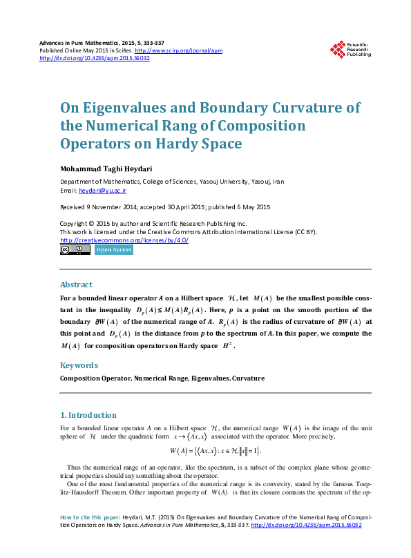 (PDF) On Eigenvalues and Boundary Curvature of the Numerical Rang of Composition Operators on ...