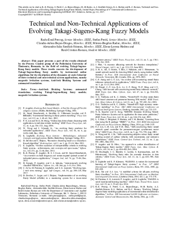 (PDF) Technical and Non-Technical Applications of Evolving Takagi-Sugeno-Kang Fuzzy Models