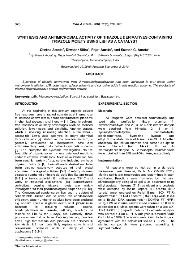 (PDF) Synthesis and antimicrobial activity of thiazine derivatives
