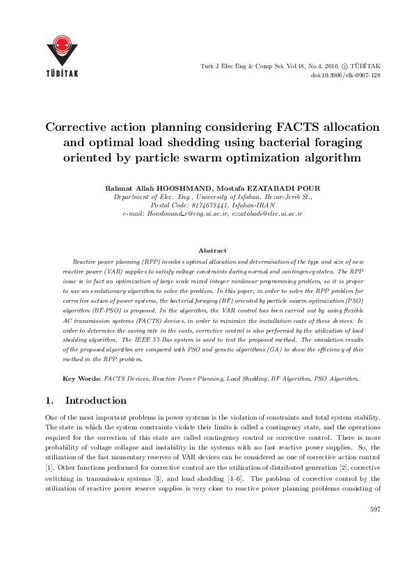 (PDF) Corrective action planning considering FACTS allocation and optimal load shedding using ...