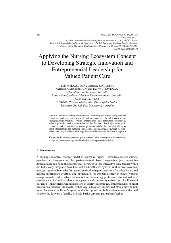 (PDF) Applying the Nursing Ecosystem Concept to Developing Strategic ...