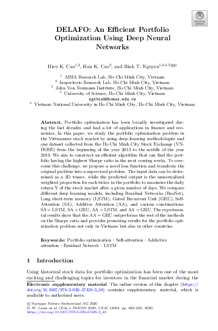 (PDF) DELAFO: An Efficient Portfolio Optimization Using Deep Neural Networks