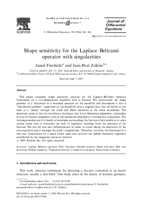 (PDF) Shape sensitivity for the Laplace–Beltrami operator with singularities