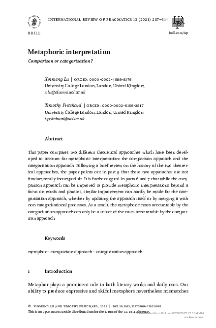 (PDF) Metaphoric interpretation