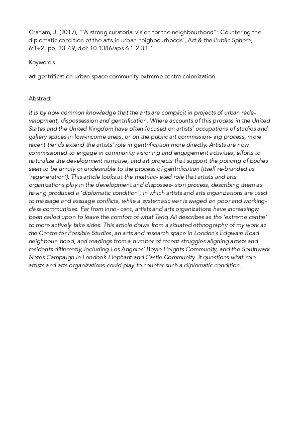 (PDF) ‘A strong curatorial vision for the neighbourhood’: Countering ...