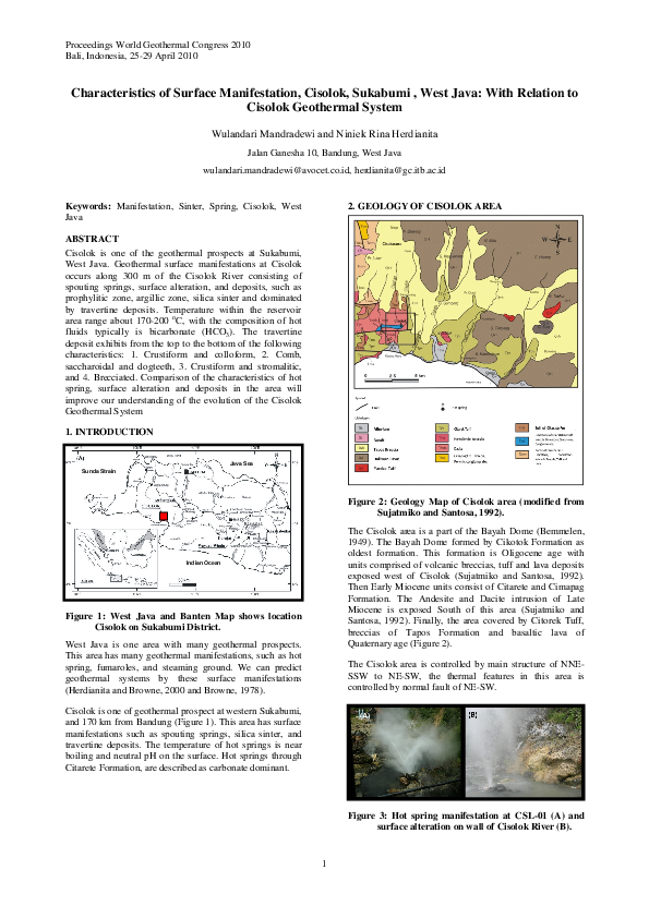 (PDF) Characteristics of Surface Manifestation , Cisolok , Sukabumi ...