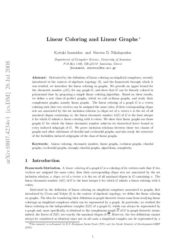 (PDF) Linear Coloring and Linear Graphs