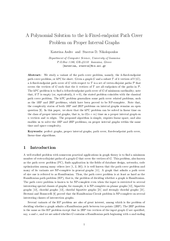(PDF) A polynomial solution to the -fixed-endpoint path cover problem ...