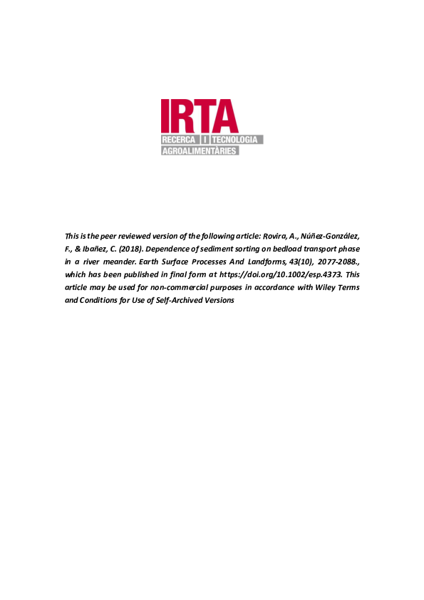 (PDF) Dependence of sediment sorting on bedload transport phase in a ... (PDF) Dependence of sediment sorting on bedload transport phase in a ...