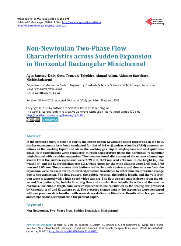 (PDF) Non-Newtonian Two-Phase Flow Characteristics across Sudden ...