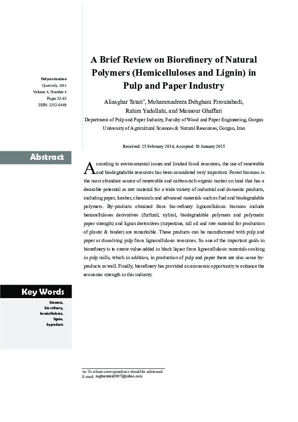 (PDF) A Brief Review on Biorefinery of Natural Polymers (Hemicelluloses ...
