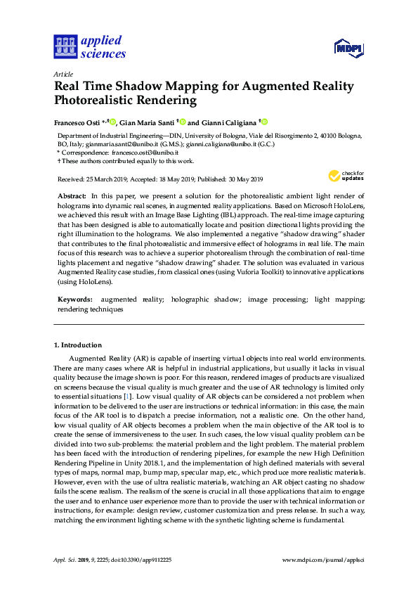 (PDF) Real Time Shadow Mapping for Augmented Reality Photorealistic ...