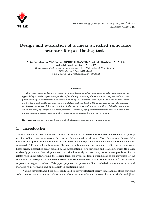 (PDF) Modeling of a linear switched reluctance actuator