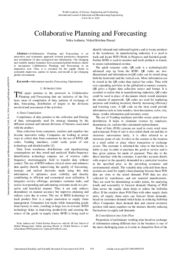 (PDF) Collaborative Planning And Forecasting